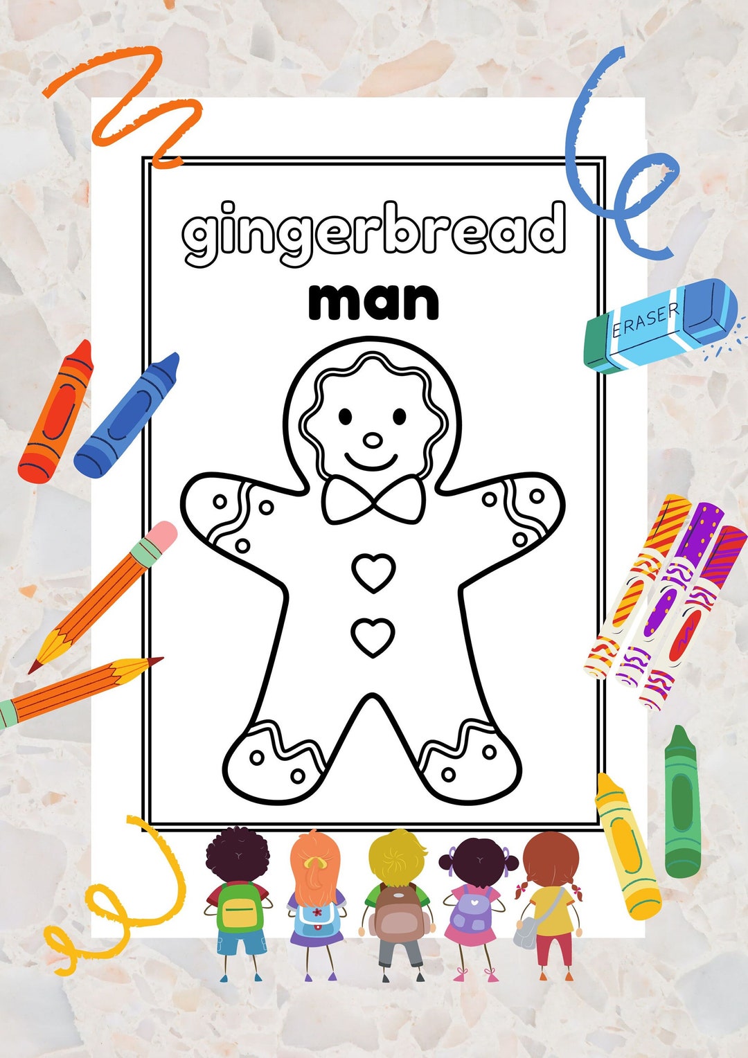 Gingerbread People Coloring Pages for Elementary School Students - Etsy