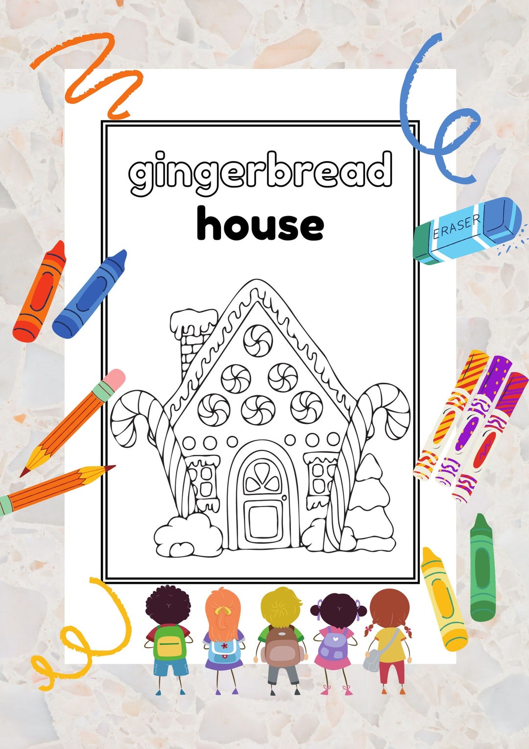 Christmas Gingerbread House Coloring Pages Downloadable and Printable ...