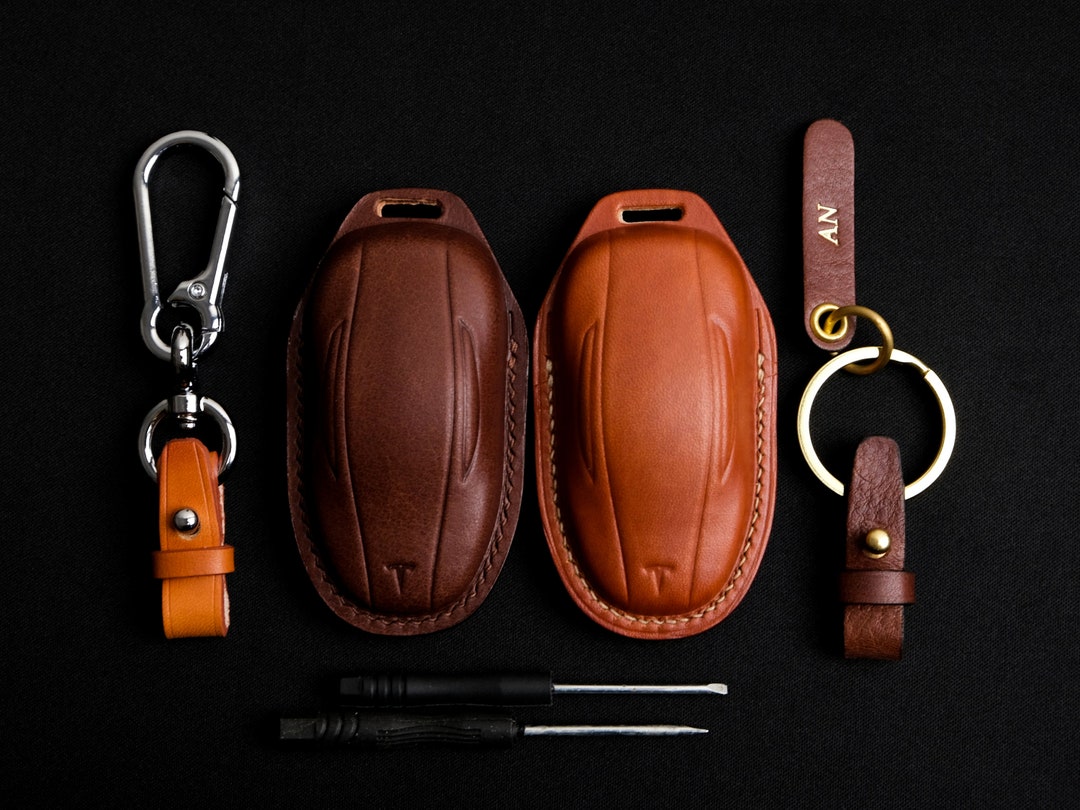 2023 Tesla Model Y Leather Key Fob Cover, Personalized Key Case for ...