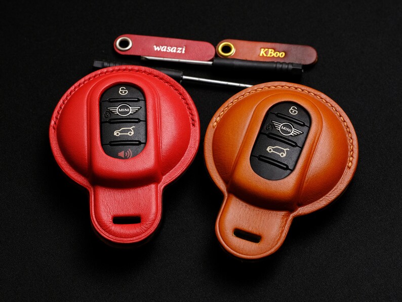 Mini Cooper Handcrafted Leather Key Fob Cover, Key Holder for Mini ...