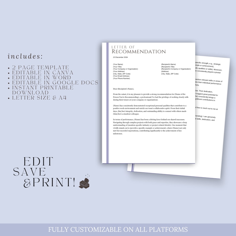 Recommendation Letter Template, Letter of Recommendation, Job Referral ...