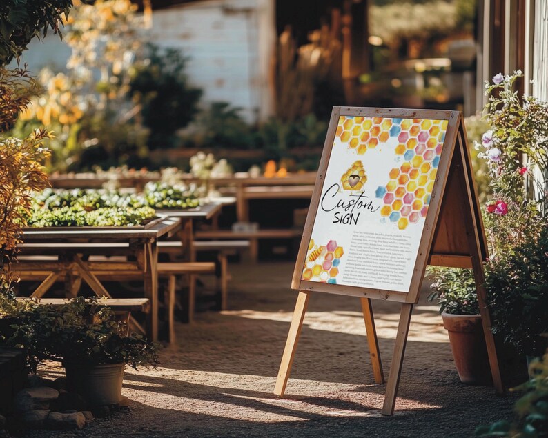 Printable Farmers Market Sign, Bee Custom Sign Poster, (portrait and ...