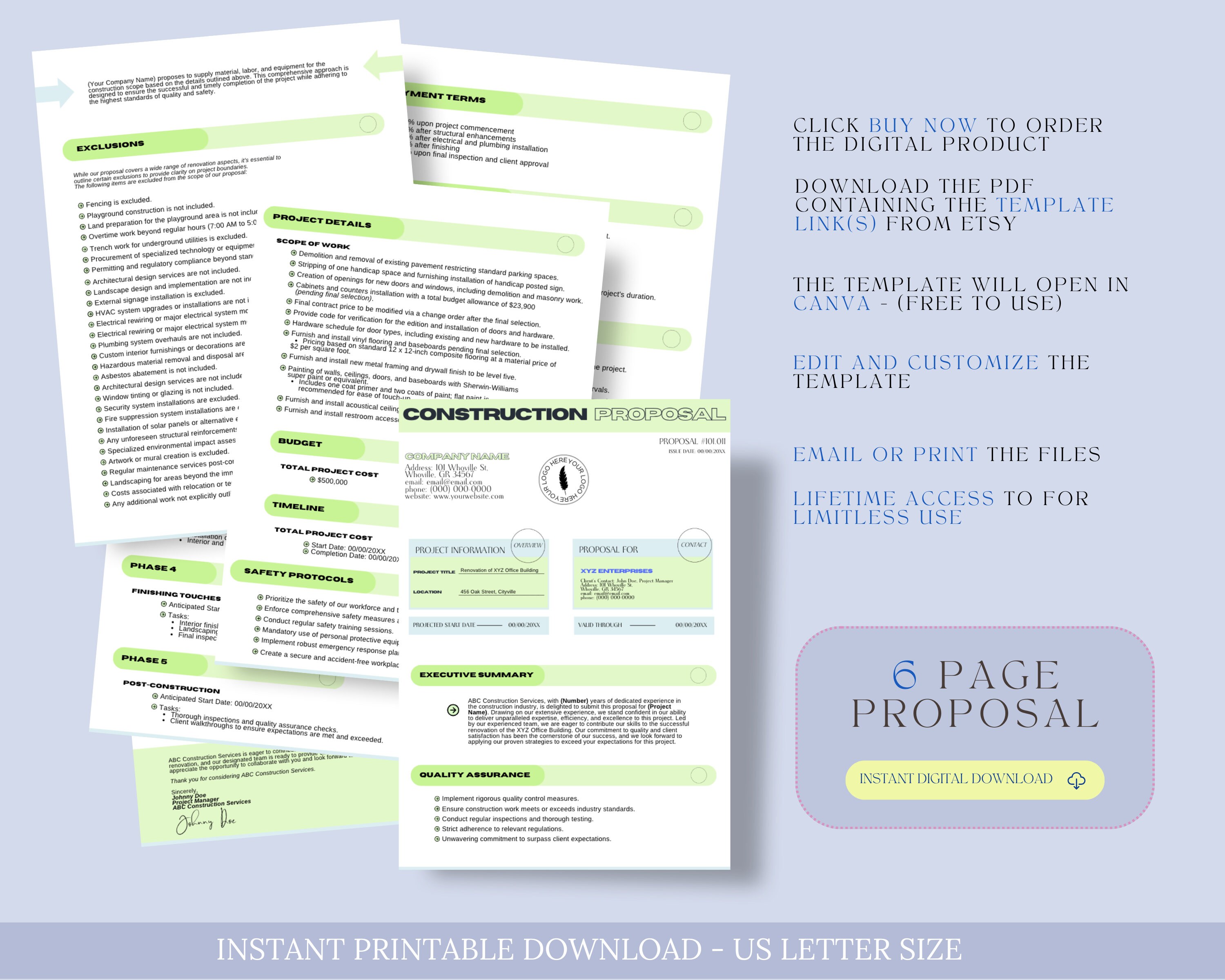 Construction Proposal Template, Construction Bid Project, Building ...