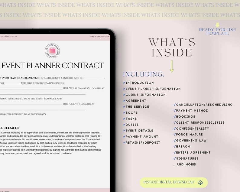 Event Planner Contract Template, Event Planning Agreement,party Planner ...