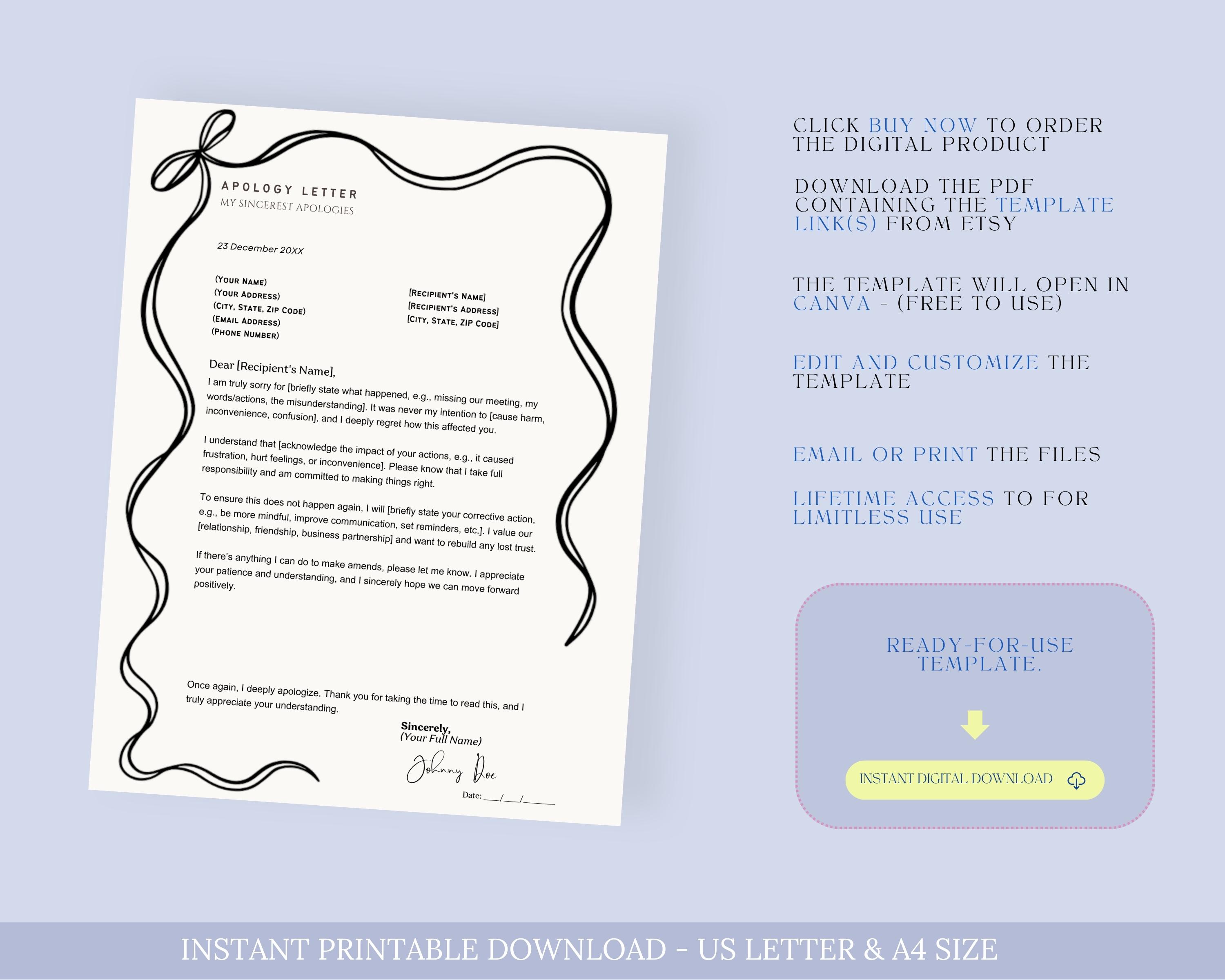 Apology Letter Template, Professional Apology Letter Template,apology ...