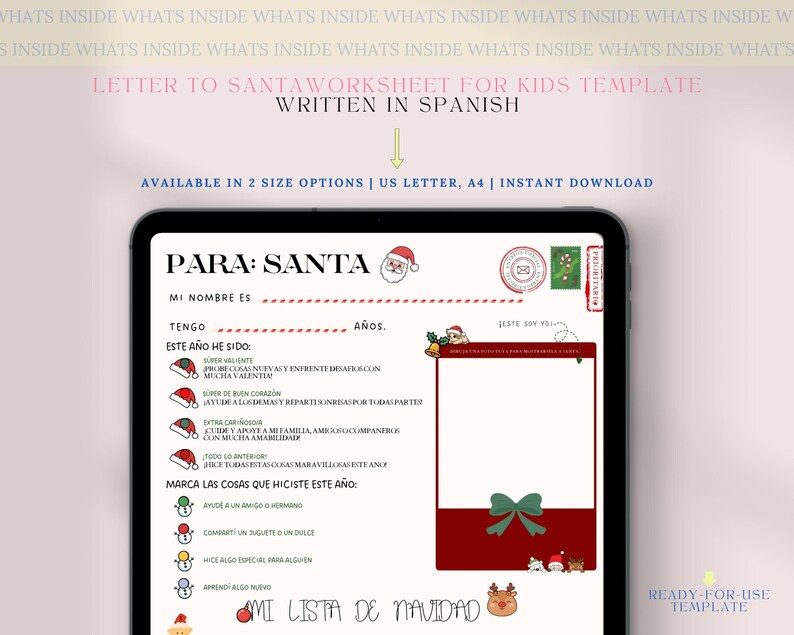 Spanish Santa Letter Template, Carta a Santa En Español, Christmas Wish ...