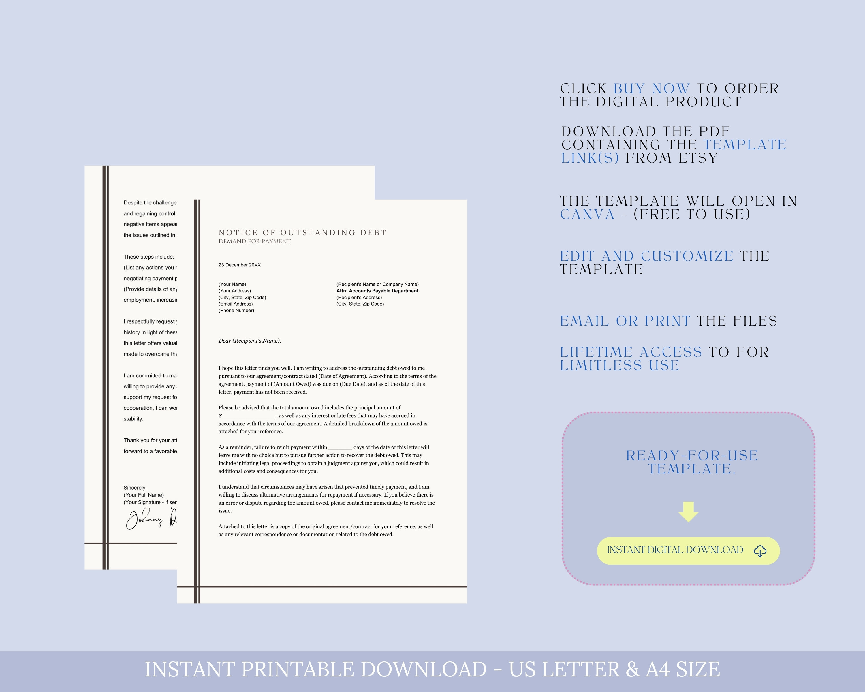 Demand for Payment Letter, Notice of Outstanding Debt, Payment Demand ...