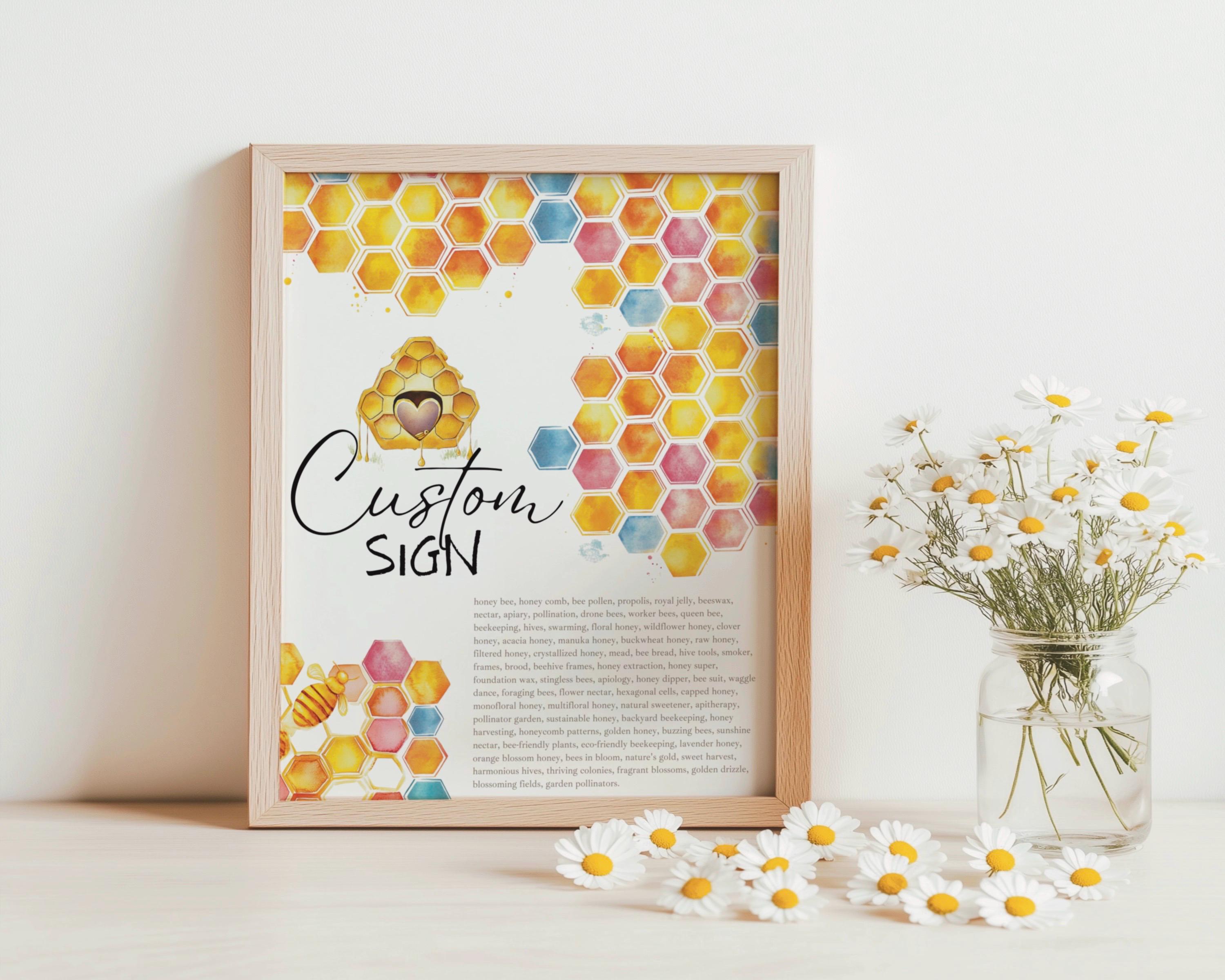 Printable Farmers Market Sign, Bee Custom Sign Poster, (portrait and ...