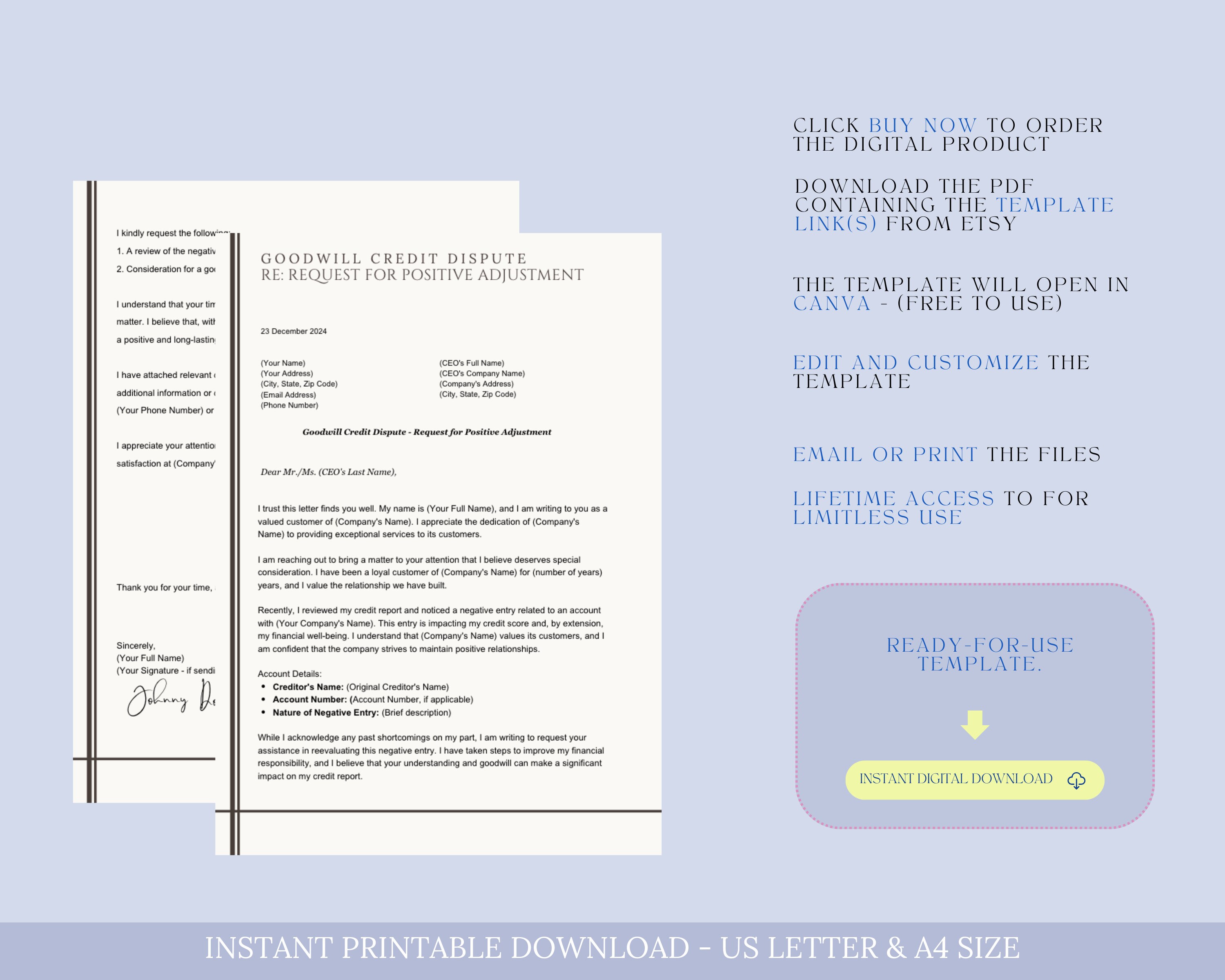 Goodwill Credit Dispute Request for Positive Adjustment Letter, Good ...