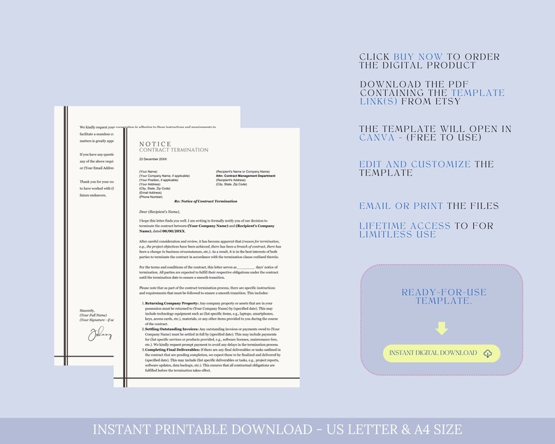 Notice of Contract Termination Letter, End of Contract Notification ...