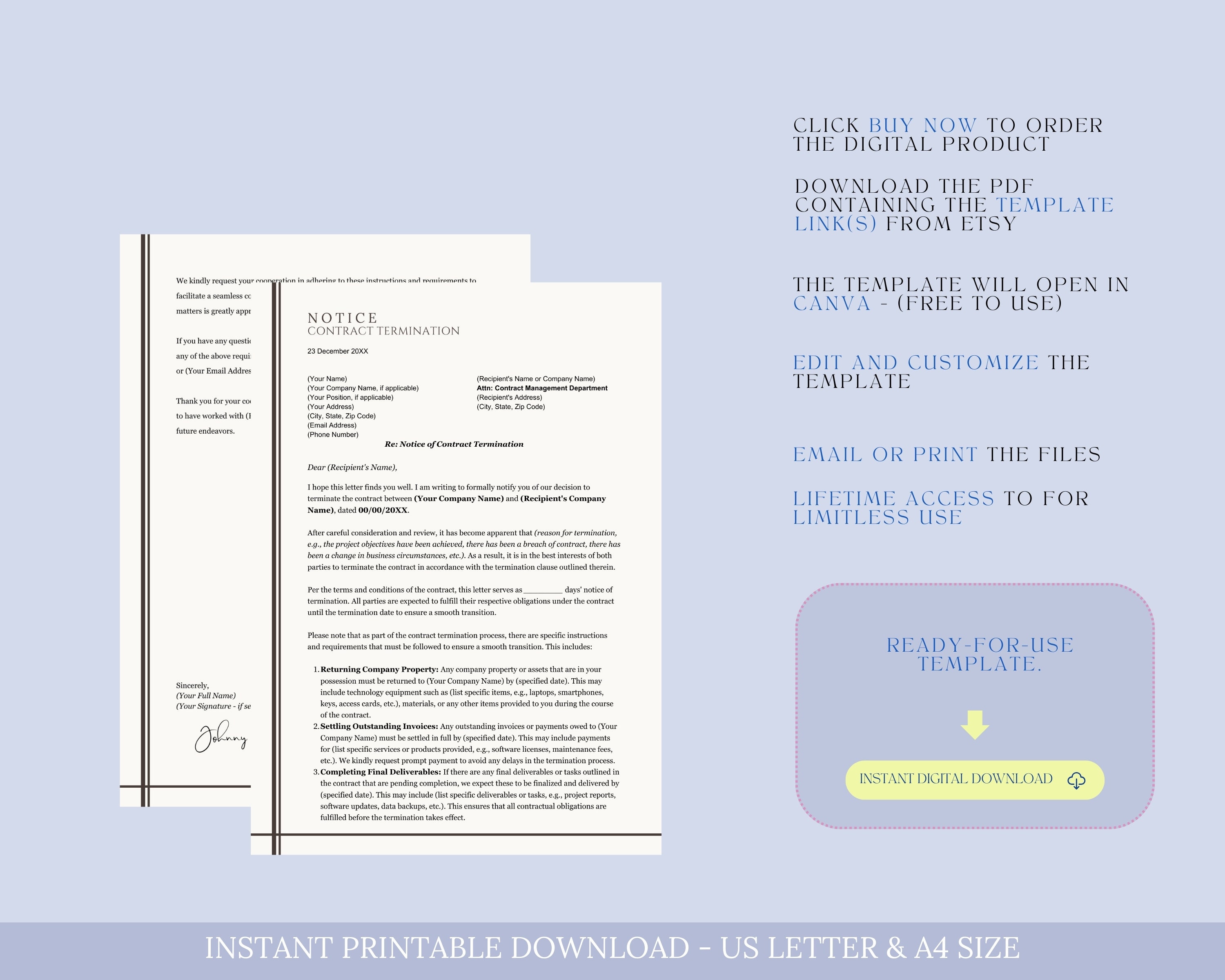 Notice of Contract Termination Letter, End of Contract Notification ...