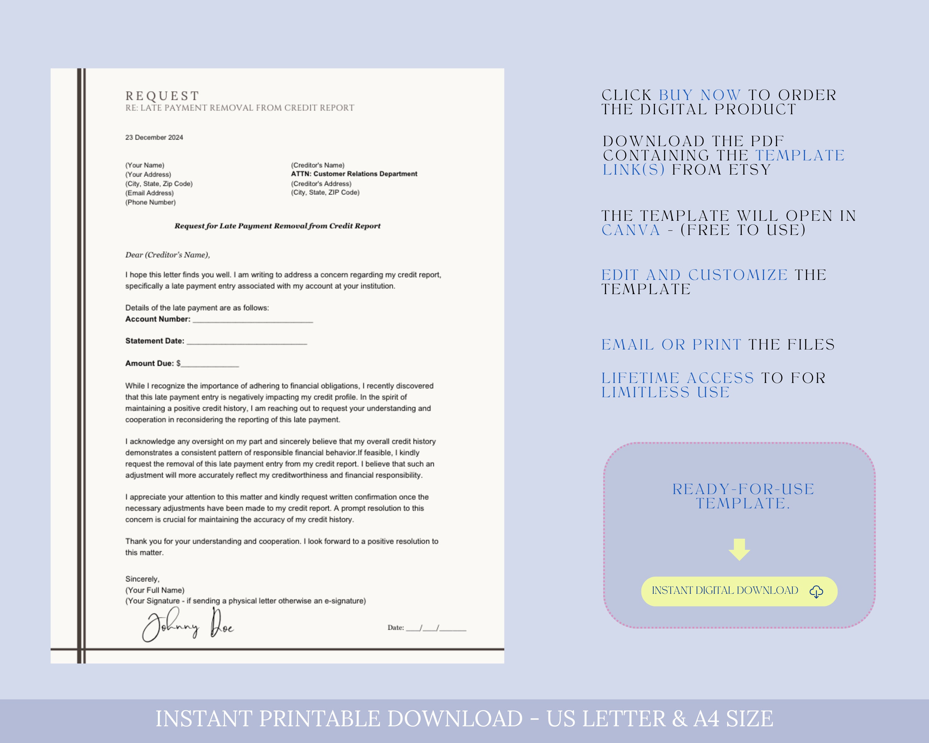 Request for Late Payment Removal From Credit Report Letter Template ...
