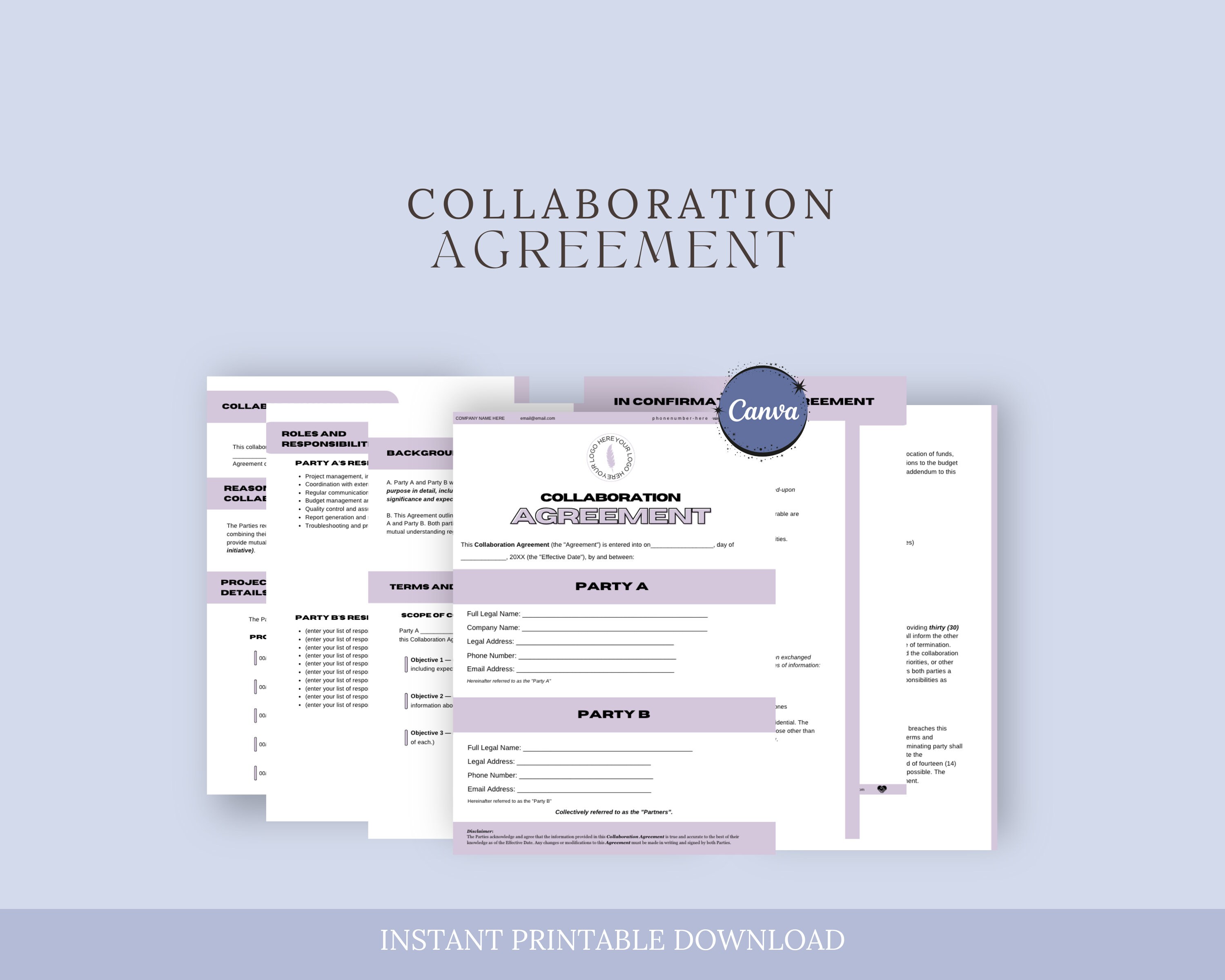 Editable Collaboration Agreement, Business Collaboration, Project ...