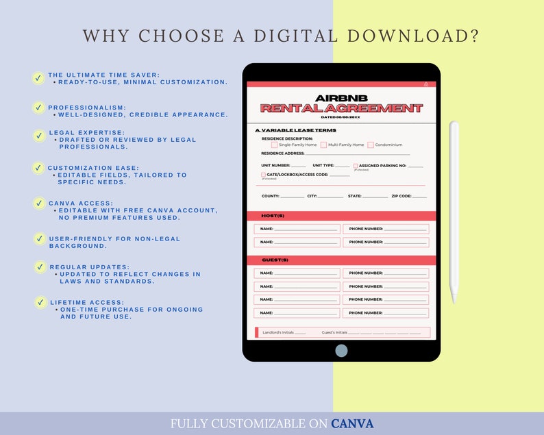 Airbnb Rental Agreement Contract, Short-term Rental, Vacation Rental ...