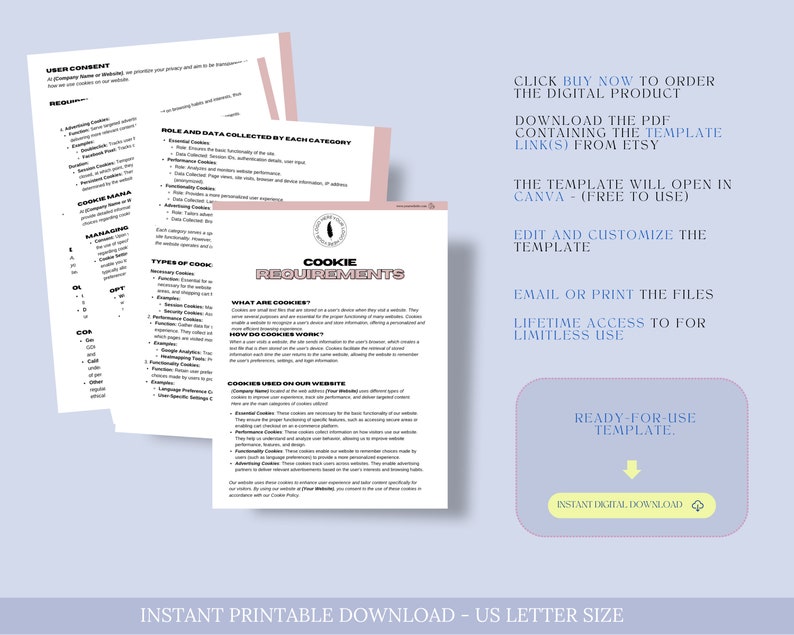 Cookie Requirements Template, Cookie Usage Agreement,website Cookie ...