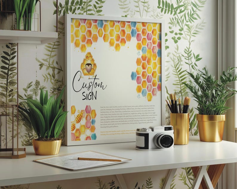 Printable Farmers Market Sign, Bee Custom Sign Poster, (portrait and ...