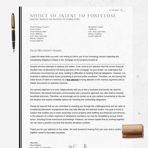 Initial Notice of Intent to Foreclose Template, Mortgage Delinquency ...