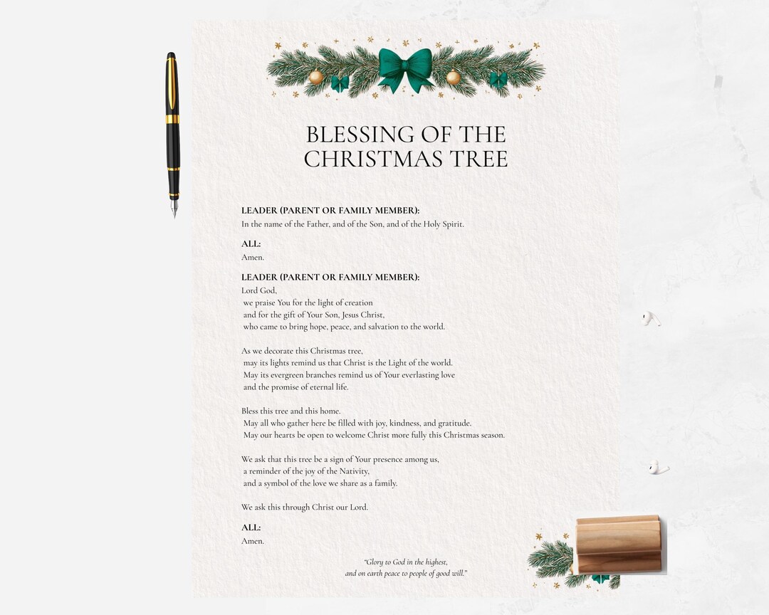 Christmas Tree Blessing Printable,blessing of the Christmas Tree ...