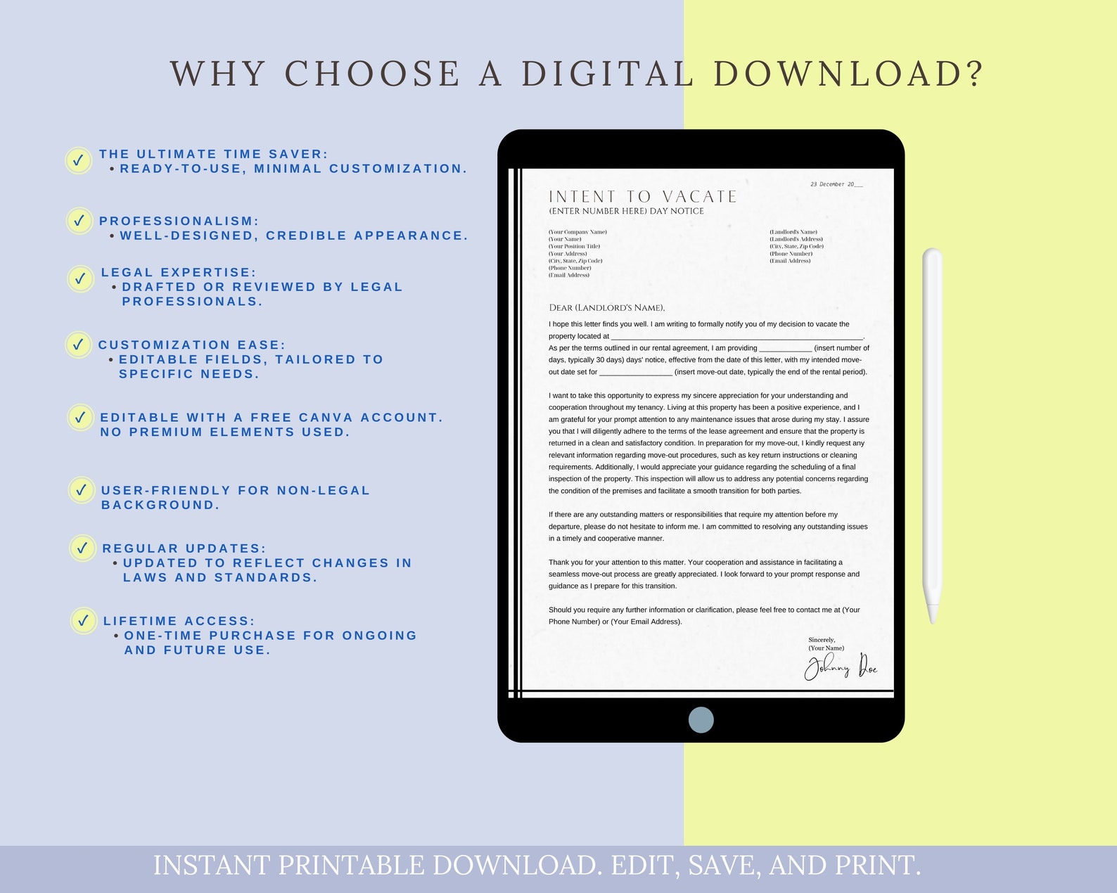 Tenant Notice of Intent to Vacate Letter,tenant Notice to Landlord ...