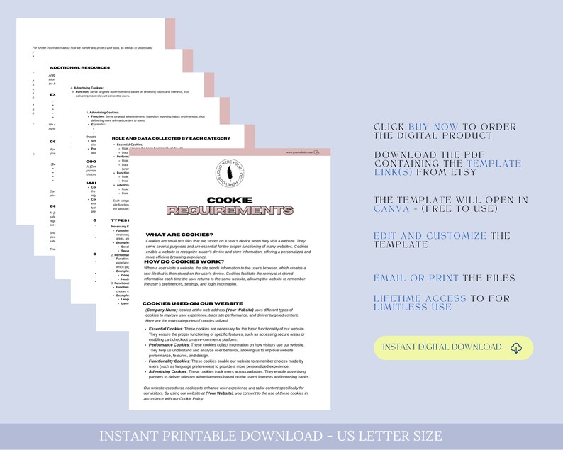 Cookie Requirements Template, Cookie Usage Agreement,website Cookie ...