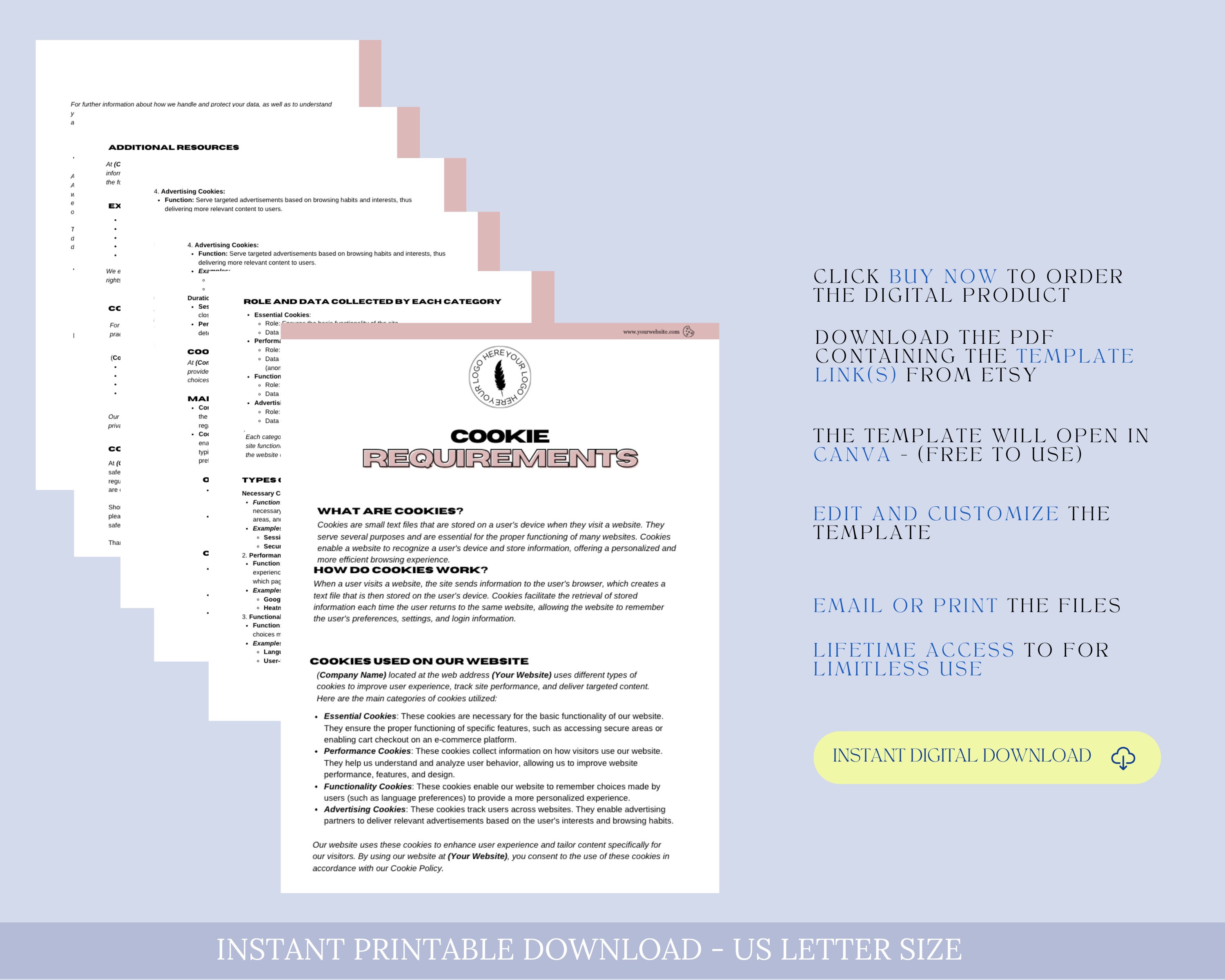 Cookie Requirements Template, Cookie Usage Agreement,website Cookie ...