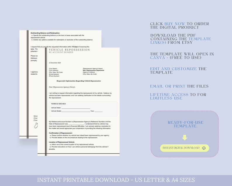 Vehicle Repossession Demand Letter, Vehicle Repossession Request Letter ...