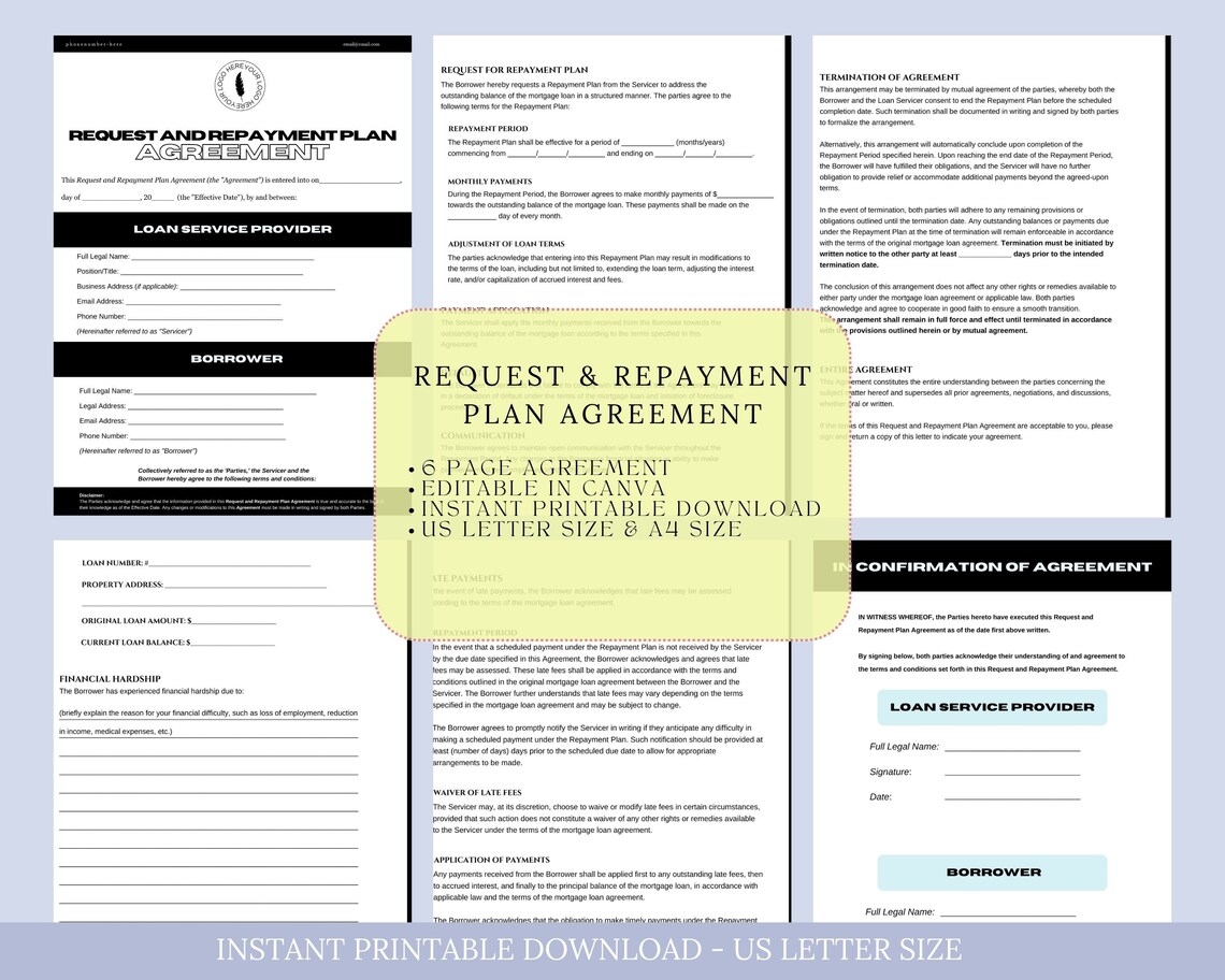 Request and Repayment Plan for Mortgage Agreement,mortgage Forbearance ...