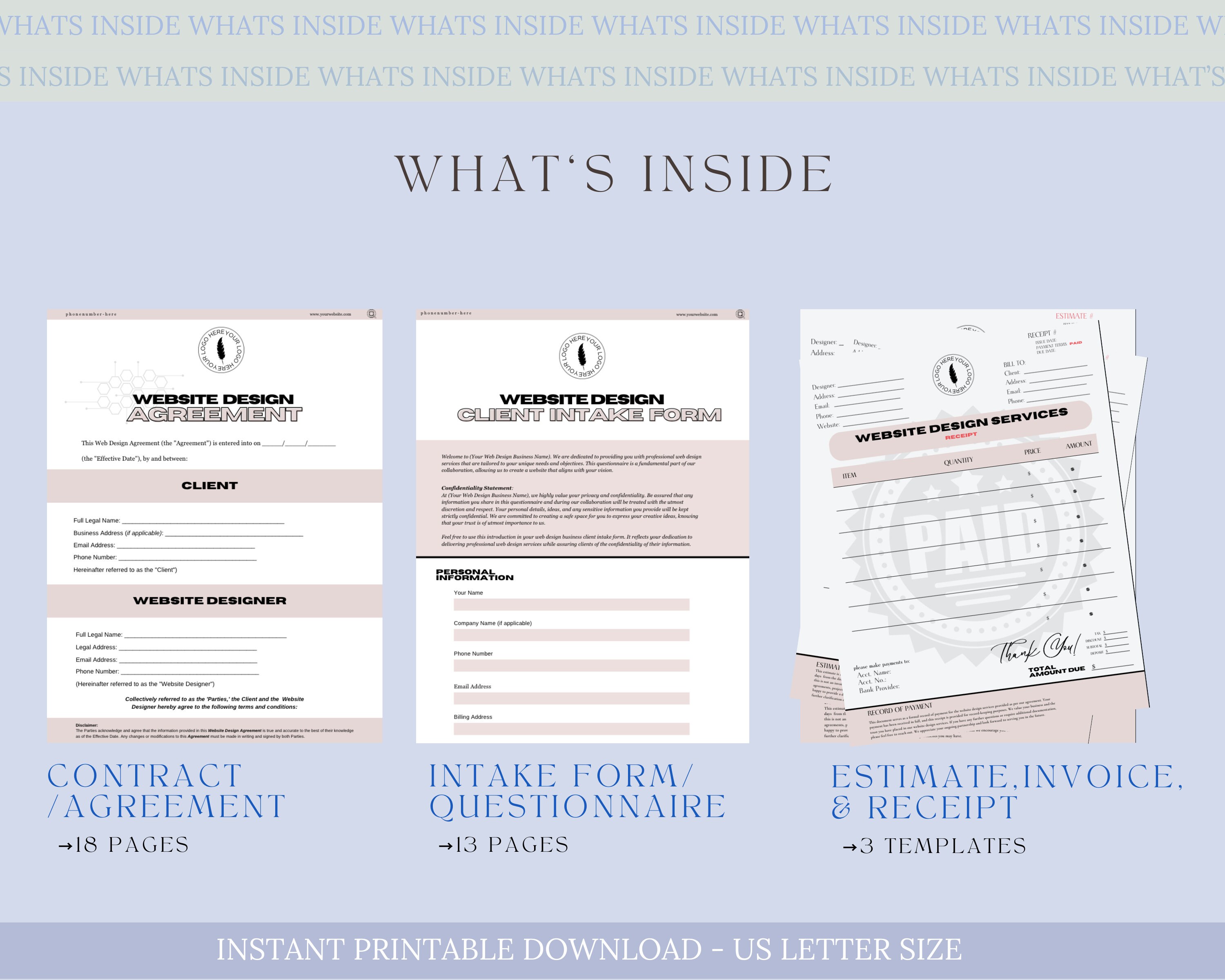 Editable Web Design Contract Template, Freelance Website Designer ...