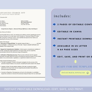 Advanced Charge off Status on Credit Report Letter Template, Fix My ...
