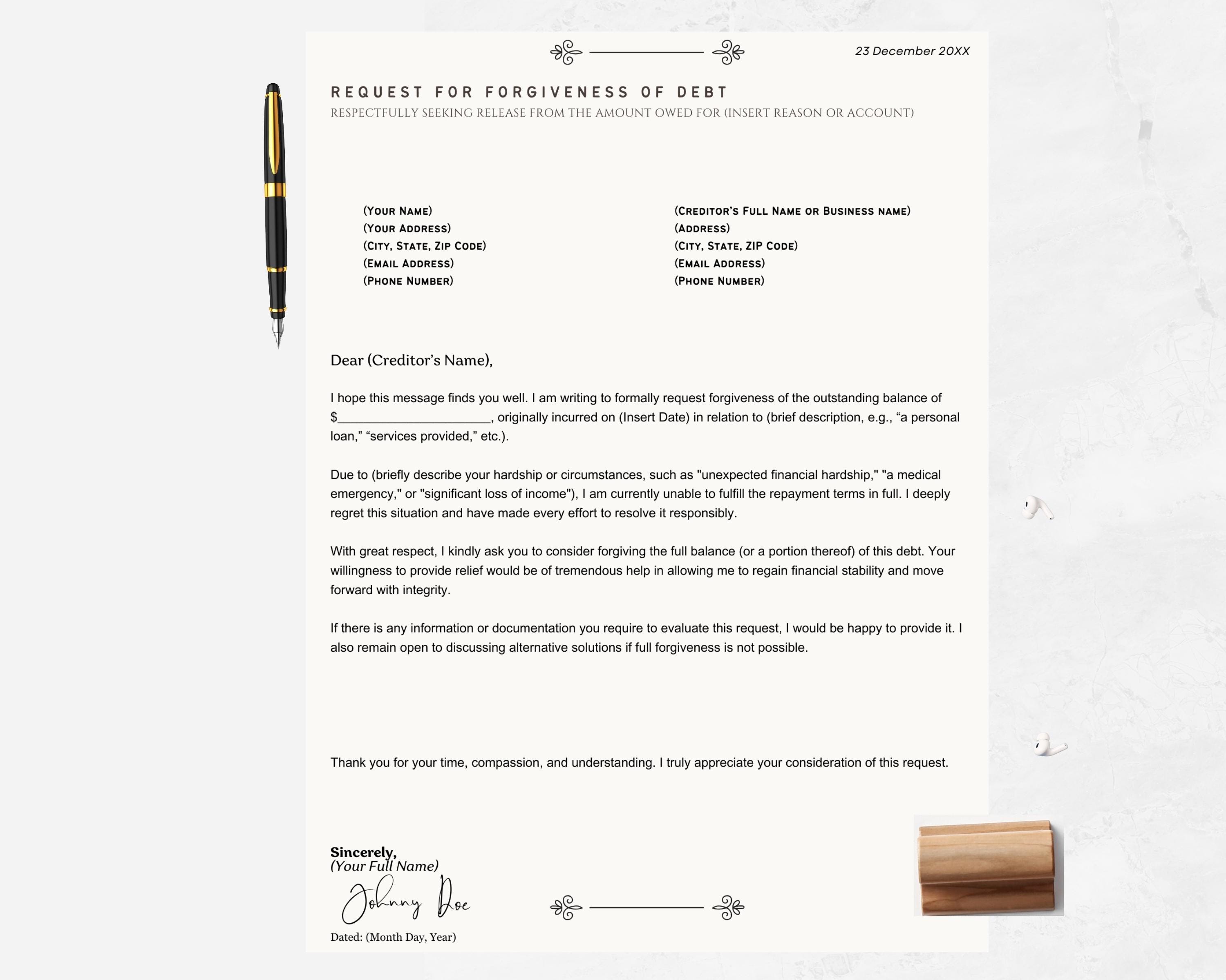 Debt Forgiveness Letter Template, Debt Forgiveness Request Letter ...