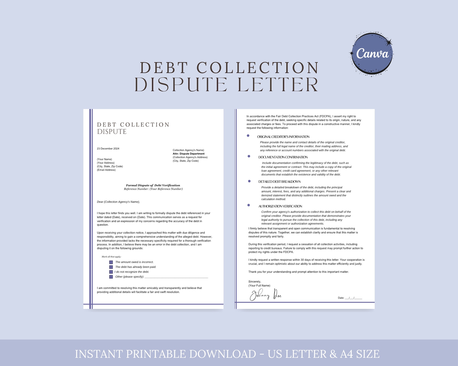 Debt Collection Dispute Letter, Debt Dispute Letter, Debt Collection ...