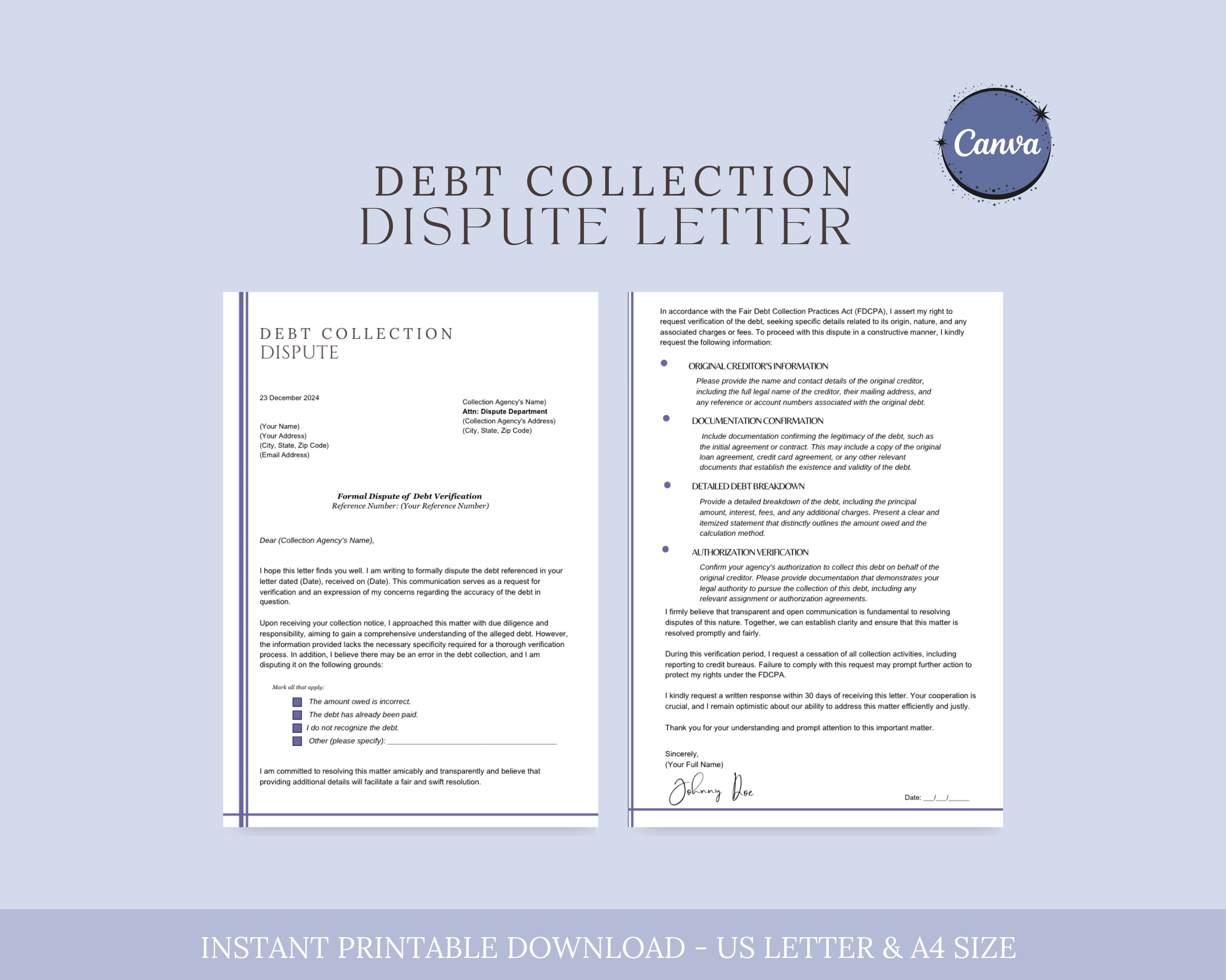 Debt Collection Dispute Letter, Debt Dispute Letter, Debt Collection ...