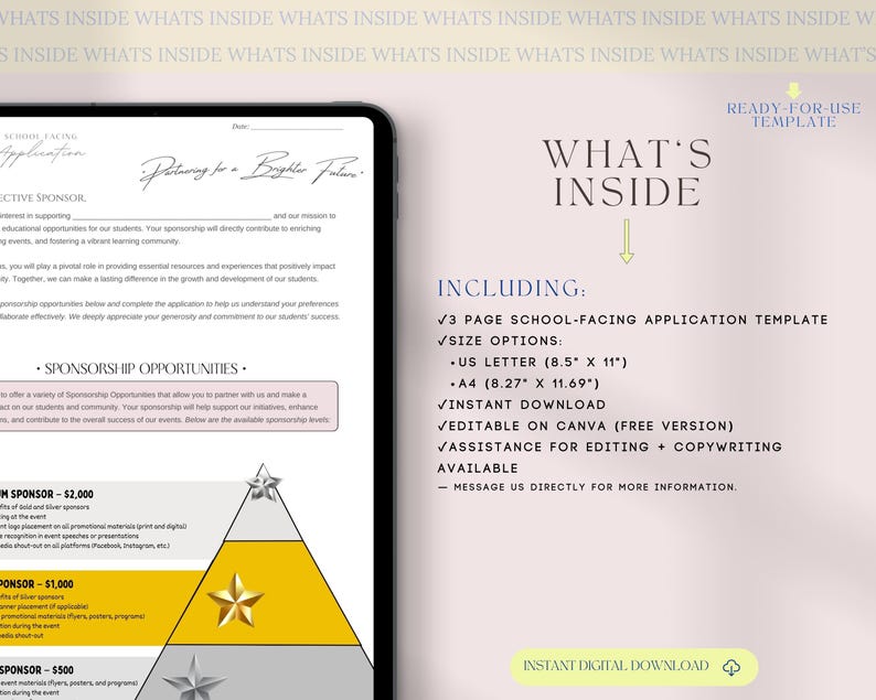 Editable School-facing Application Template, School Sponsorship ...