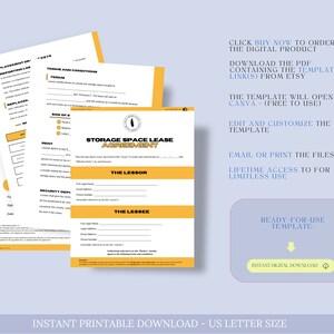 Storage Space Lease Agreement, Storage Rental Agreement, Storage Space ...