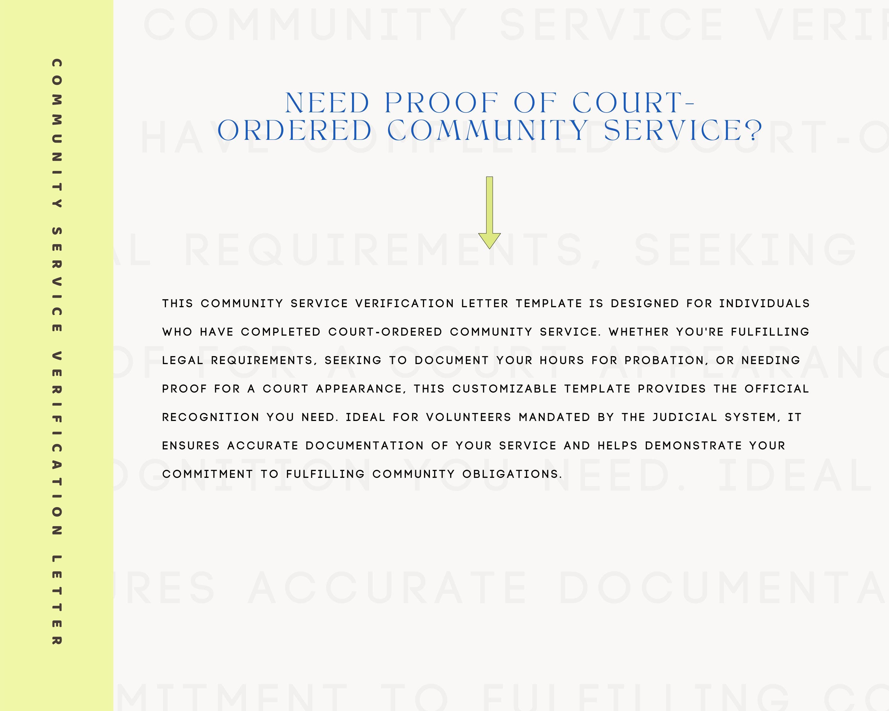 Editable Community Service Verification Letter Template, Community ...