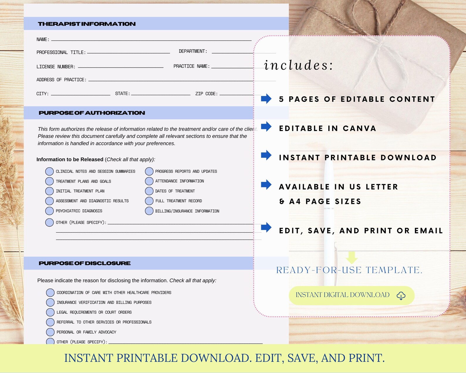 Release of Information (ROI) Consent Form Template for Private Practice ...