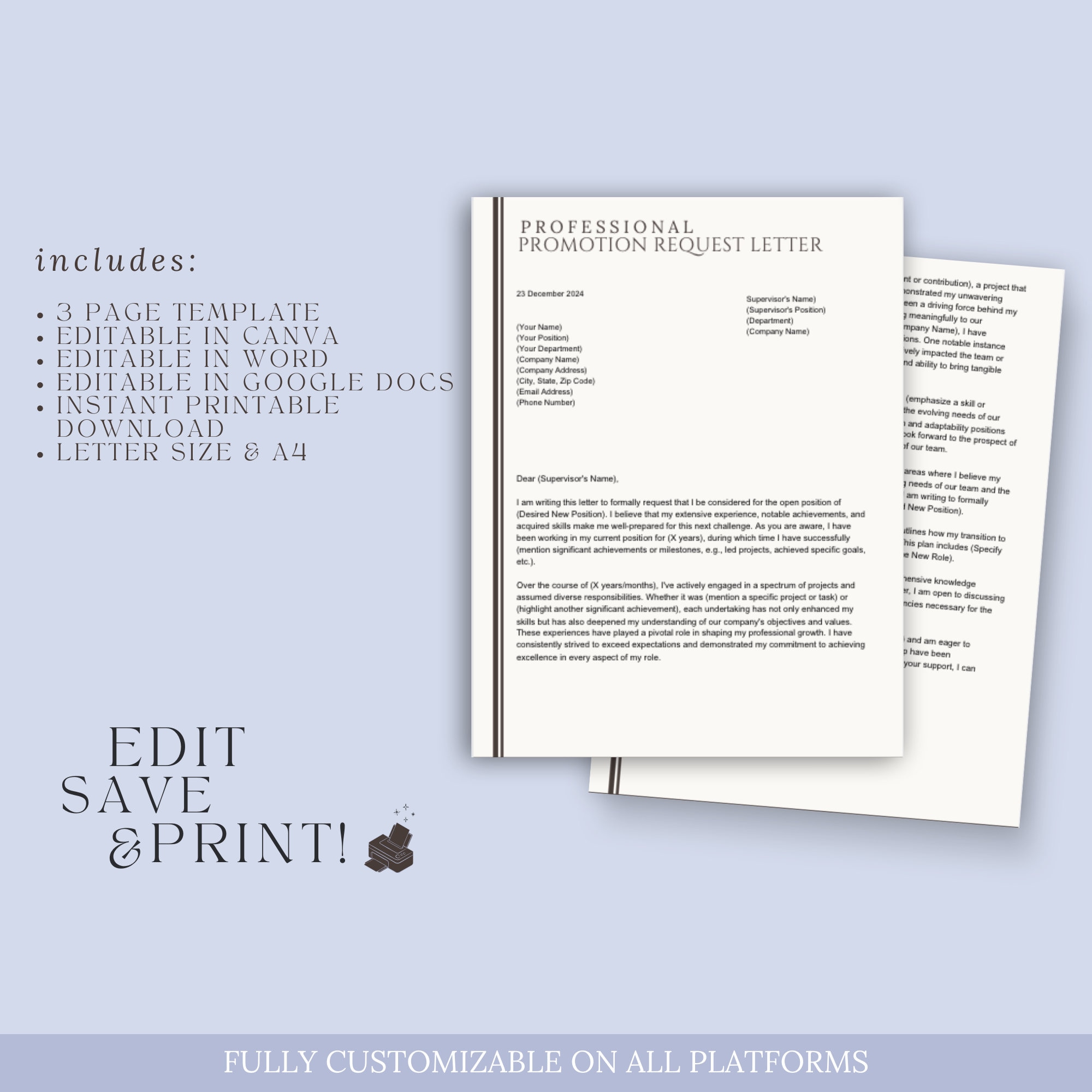 Professional Promotion Request Letter Template, Promotion Email ...