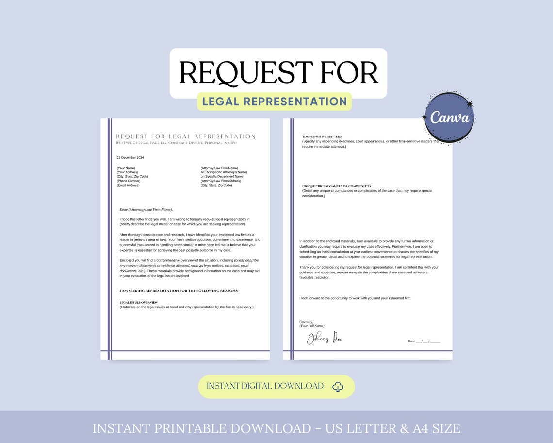 Request for Legal Representation Letter Template, Legal Representation ...