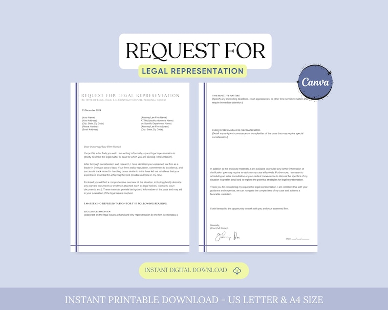Request for Legal Representation Letter Template, Legal Representation ...