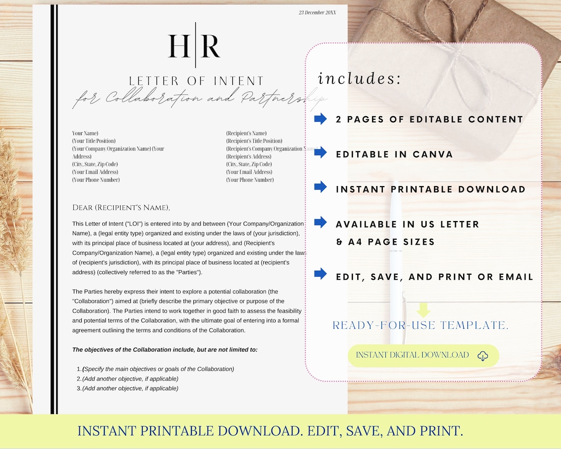 General Letter of Intent for Collaboration and Partnership Template ...