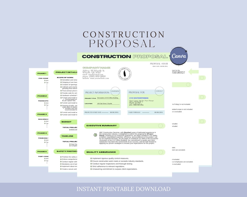 Construction Proposal Template, Construction Bid Project, Building ...