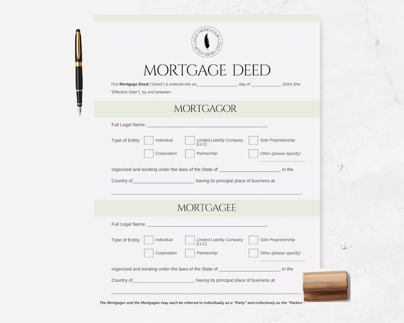 Mortgage Deed Template, Real Estate Mortgage, Mortgage Deed Agreement ...