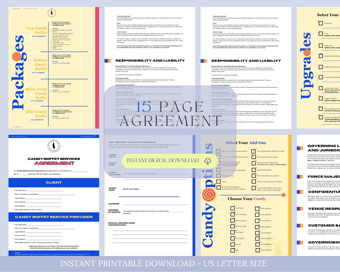 Candy Buffet Services Contract Agreement Template, Dessert Table ...