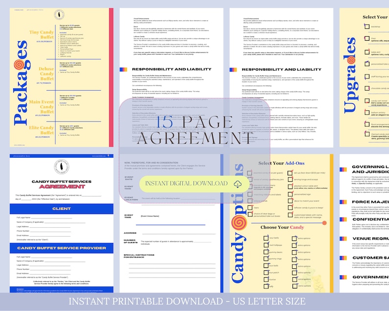 Candy Buffet Services Contract Agreement Template, Dessert Table ...