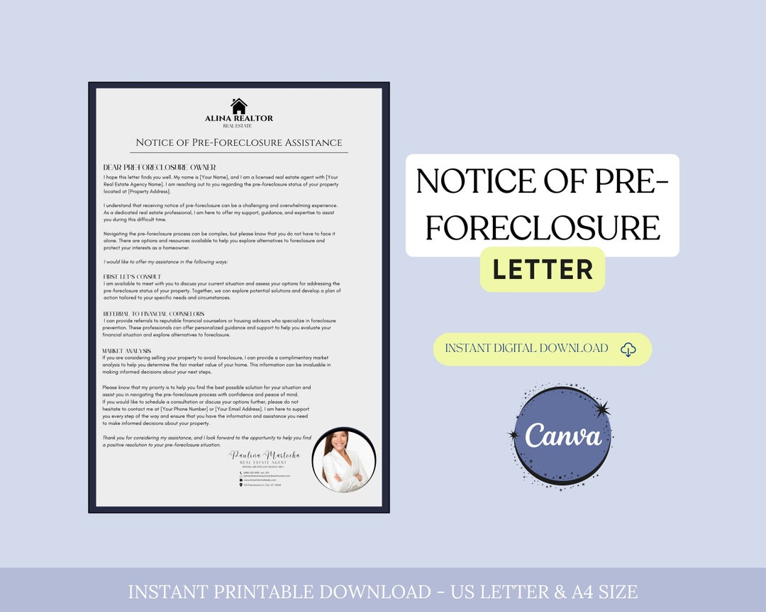 Notice of Pre-foreclosure Letter Real Estate , Foreclosure Prospecting ...