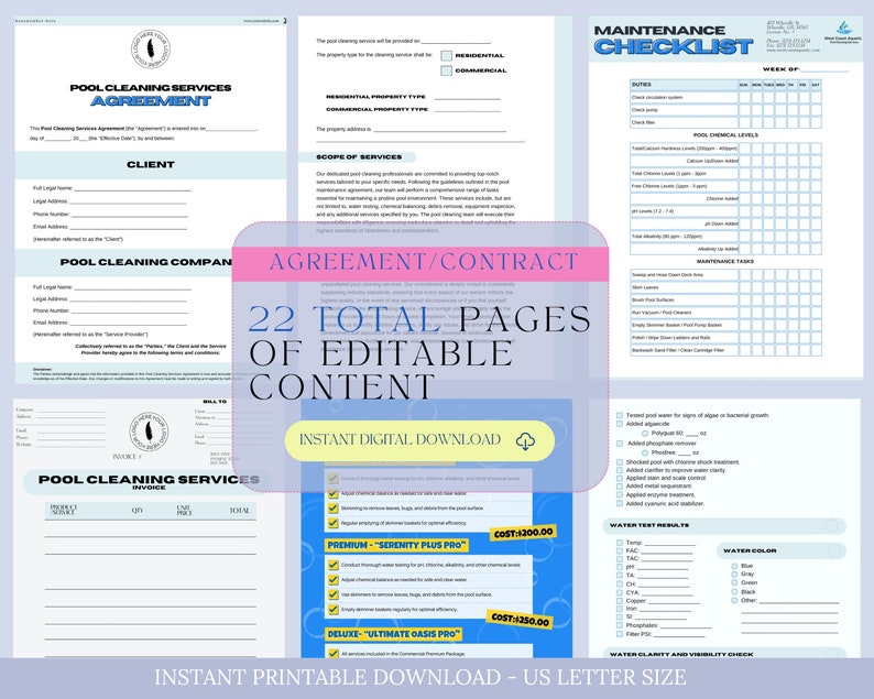 Pool Cleaning Services Agreement, Swimming Pool Service Agreement ...