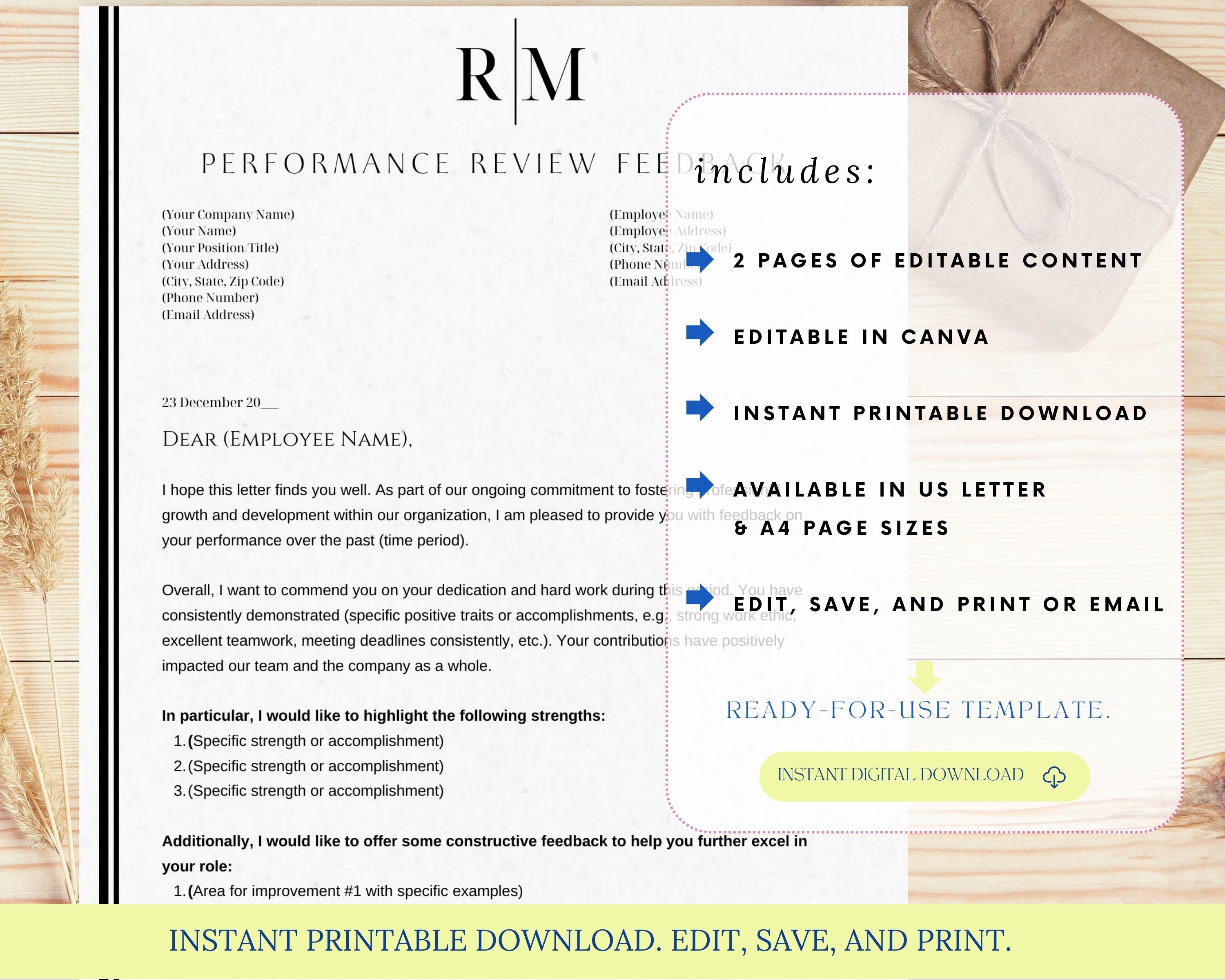 Employee Performance Review Letter, Corporate Performance Review Letter ...