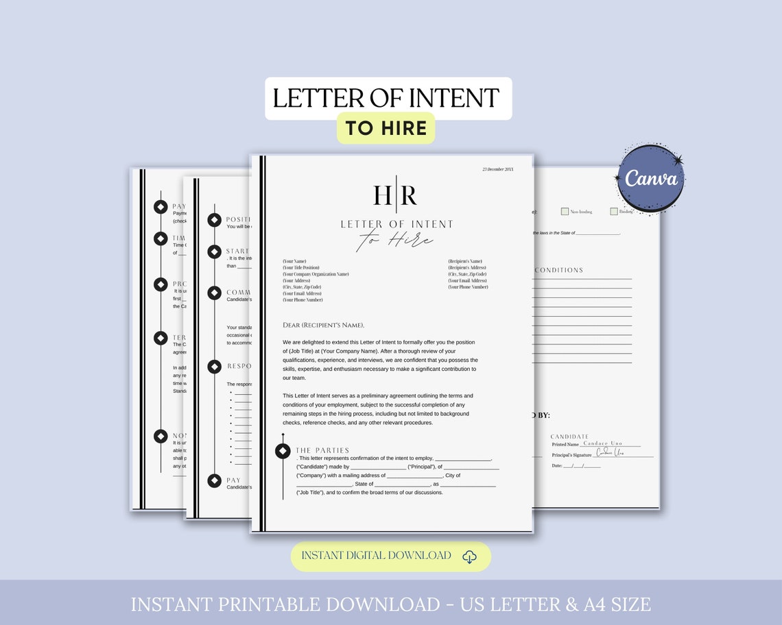 Letter of Intent to Hire Template, Employment Offer Letter, Job Offer ...