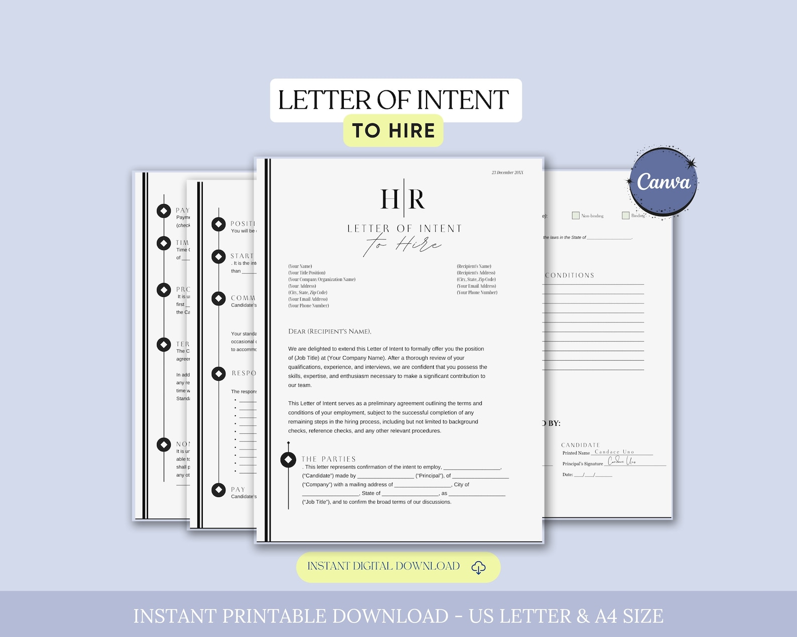Letter of Intent to Hire Template, Employment Offer Letter, Job Offer ...