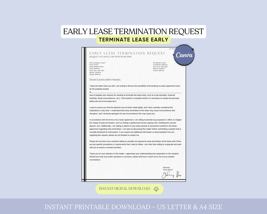 Request for Early Termination of Lease Agreement,lease Break Letter ...
